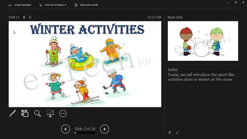 Winter Season Lesson and Script - WINTER ACTIVITIES - by e-Tech Kits
