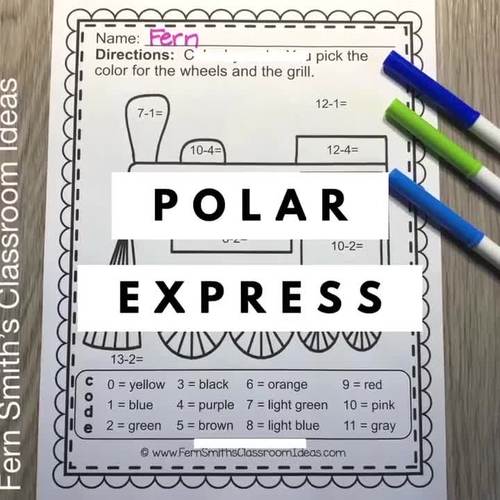 Polar Express Color By Number Addition Subtraction Multiplication ...