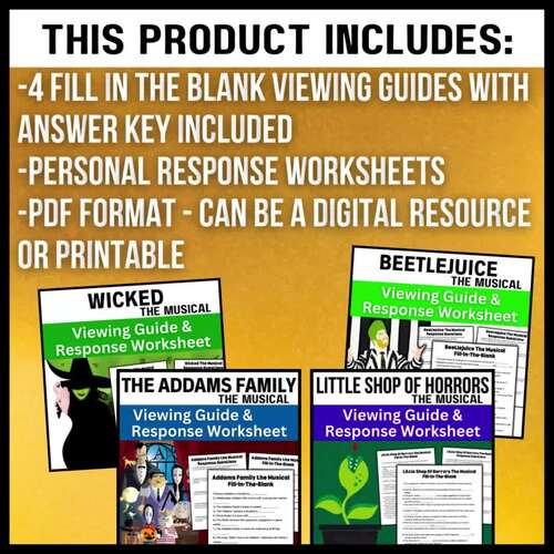 Halloween Broadway Bundle → 4 Musicals: Viewing Guides & Response ...