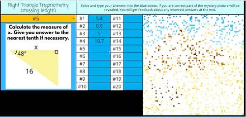 Right Triangle Trigonometry Pixel Art | Missing Lengths | TPT