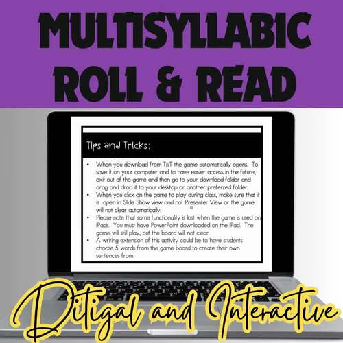 Digital Multisyllabic Words/Sentences Roll & Read |Game| IN, IM, IL, IR ...