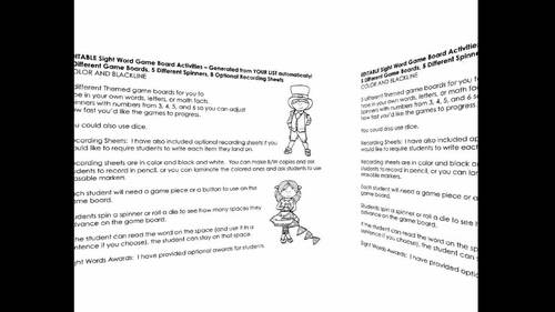 St. Patrick's Day Activities Sight Word Game Boards EDITABLE For Your ...