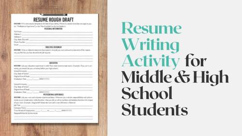 Resume Writing Template for Career Exploration Unit by Creating2Learn