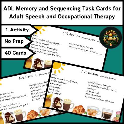 ADL Memory and Sequencing Task Cards for Adult Speech and Occupational ...
