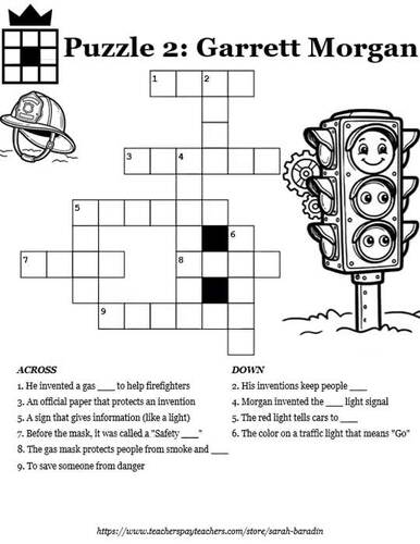Black History Month Crosswords Puzzle With Word Bank Inventors & STEM