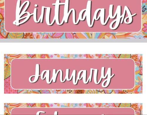 Retro Floral Birthday Chart Labels- Canva Editable by Elementary Utensils