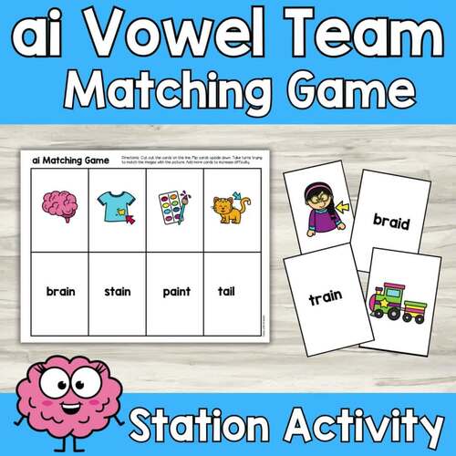 AI Vowel Teams Matching Game | 1st 2nd grade phonics reading centers ...