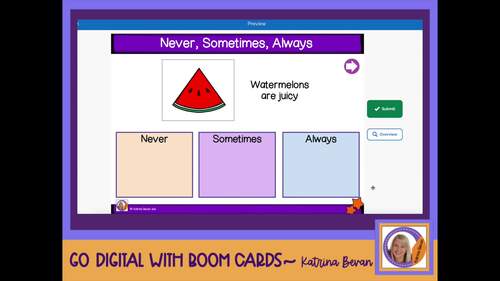 Boom™ Cards with audio: Adverbs- never, sometimes, always by Katrina Bevan