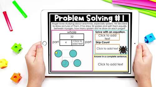 Beginning Division Single Step Word Problems Task Cards and Game Activity