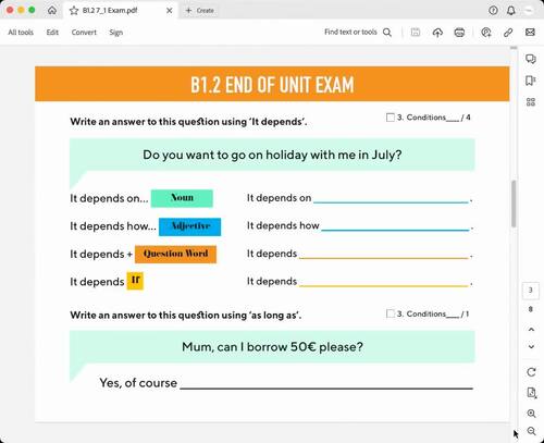 ESL Intermediate B1.2 End of Unit Exam by ESL Class Workshop | TPT