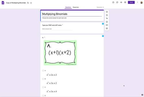 Multiplying Binomials Digital Task Cards by Lindsay Bowden - Secondary Math