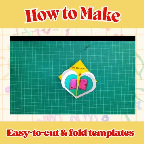 Teacher’s Day Heart Foldable Pop-Up Card Craft – Printable for K–4 Kids