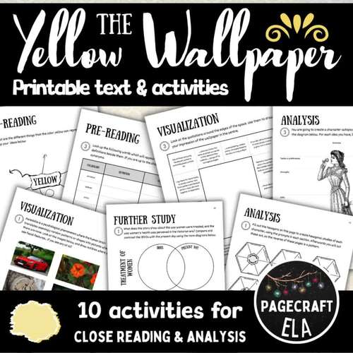 The Yellow Wallpaper Full Text, Pre-Reading and Activity Booklet for ...