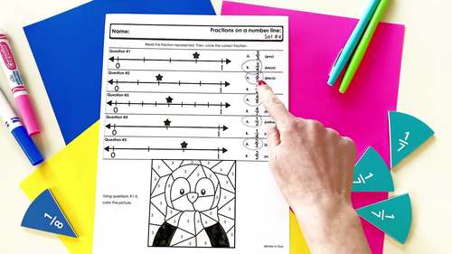 Fractions on a Number Line Worksheets Color By Number by Glitter in Third