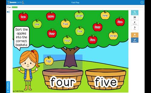 PreK Fall Math Preschool Boom Cards | Number Sorting 0-10 by Ever Joyful