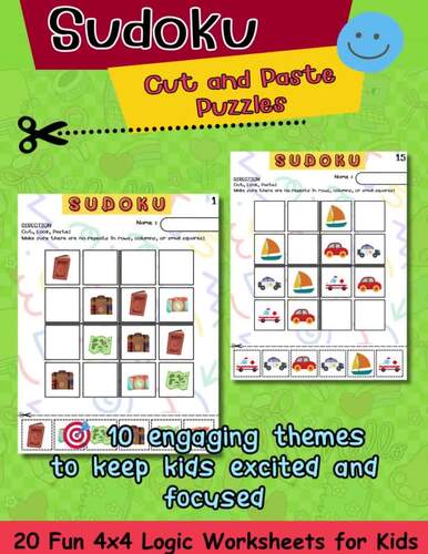 Sudoku Cut and Paste Puzzles – 10 Fun 4x4 Logic Worksheets for Kids