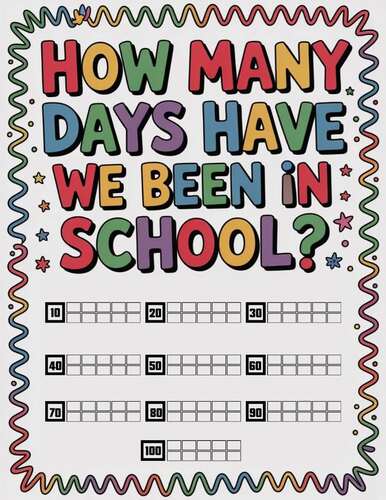 Set of 10 How Many Days Have We Been in School Counting 100th Day Math ...