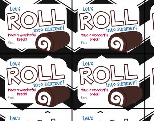 Swiss Rolls End of Year Gift Tag-Let's roll into summer! Have a ...