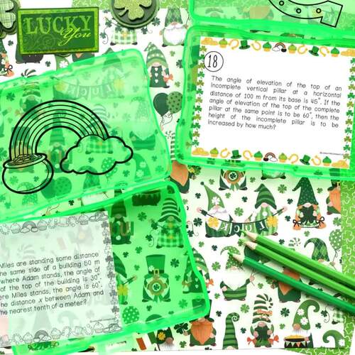 St. Patrick's Task Cards - Angle of Elevation & Depression Word Problems