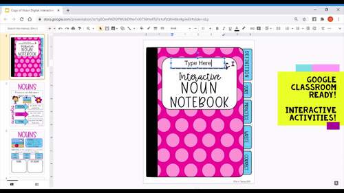 Noun Digital Interactive Notebook- Distance Learning by Tails of Teaching