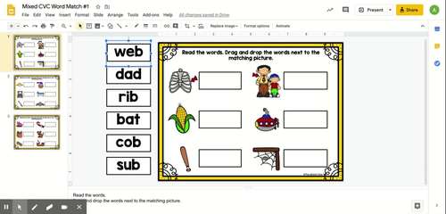 Digital CVC Word Match to use with Google Slides™ | Distance Learning