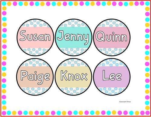 Student Name Tags Printable, Editable Circular Name Tags, Round Name Tags
