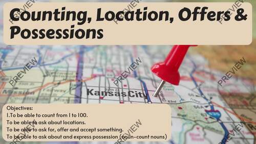 ESL Lesson – Counting, Location, Offers & Possessions Beginner Speaking
