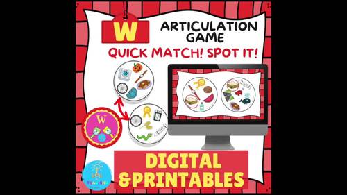 W Articulation Game - Quick Match! Spot it! Digital + Printable
