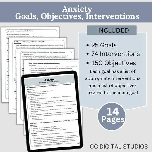 Goals for Therapy Measurable Objectives Interventions BUNDLE, Cheat Sheets