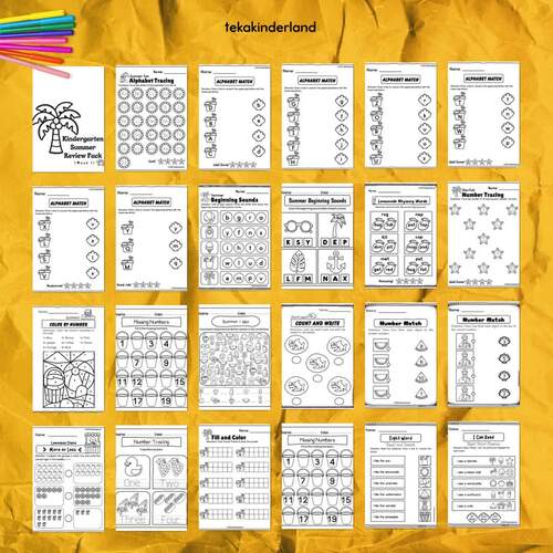 Kindergarten Summer Review Packet | 75 Pages ELA & Math Worksheets ...