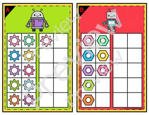 Robots Theme - Double Ten Frames Math Scoot Activity 0 to 20 - Teen Numbers