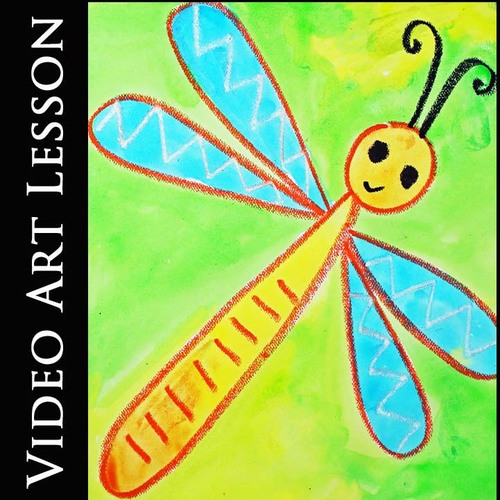 Spring Activity Video Art Lesson Drawing & Watercolor Painting a Dragonfly