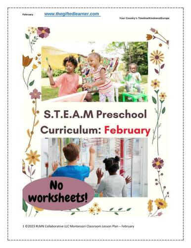 Preschool Lesson Plans daily Curriculum STEAM Reggio Montessori FEB