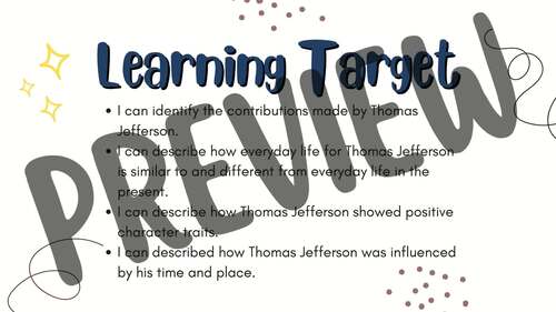 Thomas Jefferson 1st Grade Lesson, Reading Comprehension, & Anchor Chart