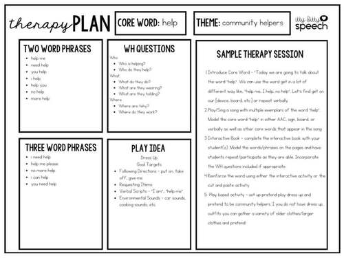 Community Helpers Core Word Vocabulary Activities for Speech Therapy SPED