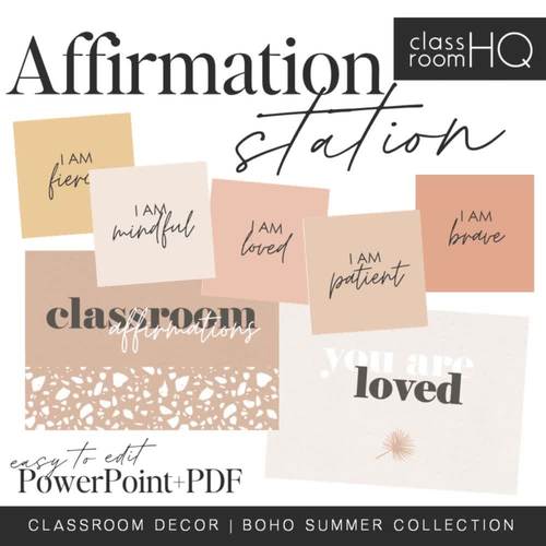 Editable Affirmation Station Pack Retro Beachy Theme BOHO SUMMER ...