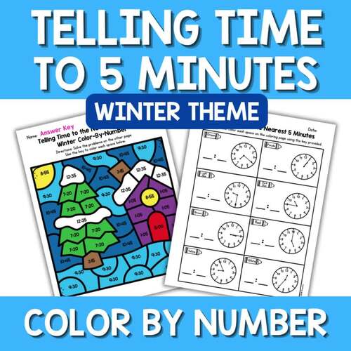 Winter Time to 5 Minutes Color by Number Code Fun Math Center No Prep ...