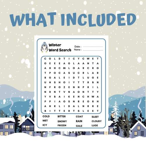 Winter Word Find Word Search Puzzles | winter activities (72 words)