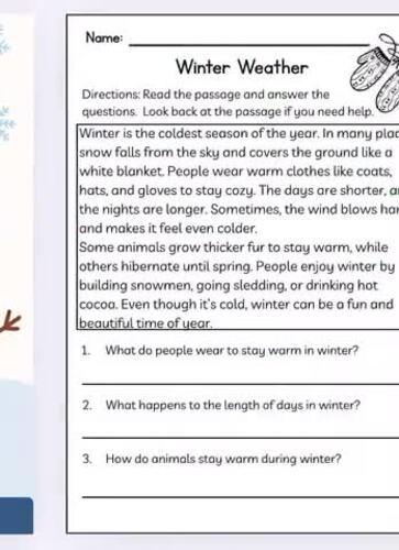 Winter Reading Comprehension Packet | Fun Literacy Activities for ...