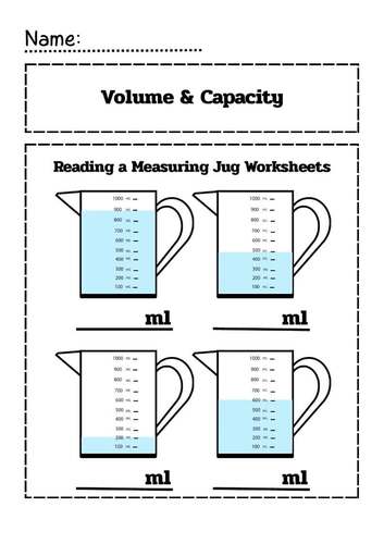Measuring Capacity and Liquid Volume Activities and Worksheets | Lesson ...