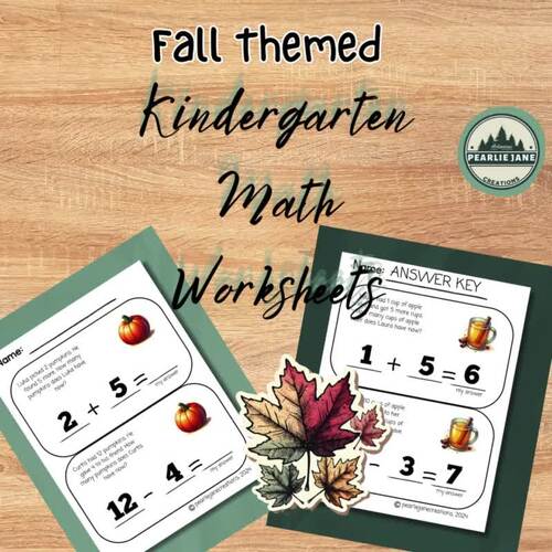 Fall Math Word Problems for Kindergarteners by Pearlie Janes Creations