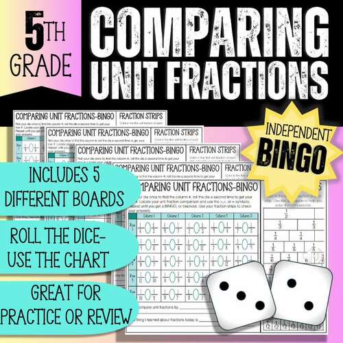 Comparing Unit Fractions BINGO by Valerie Bellows | TPT