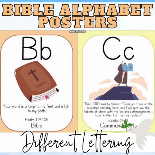 Bible Alphabet Posters - Christian Class Homeschool, Sunday School Decor