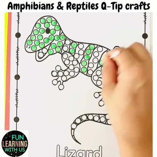 Amphibians & Reptiles Q-Tip Crafts by Fun Learning With Us | TPT