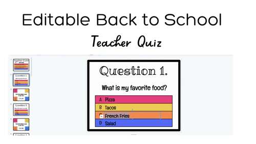 Back to School: Teacher Get To Know You Quiz -Using 4 Corners-GOOGLE SLIDES