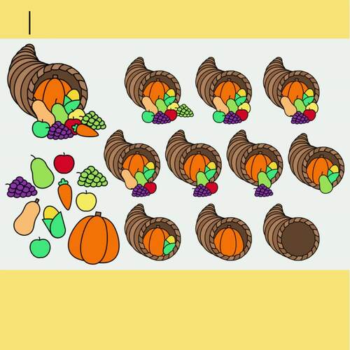 Fruits and Veggies for Thanksgiving (Counting Cornucopia) - Clipart