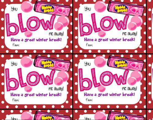 Hubba Bubba Bubble Gum Winter Holiday (Christmas) Gift Tag- You blow me ...