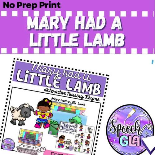 Mary Had A Little Lamb Adaptive Unit (+Boom Cards) by Speech Glam