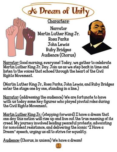 Martin Luther King Jr. Day Readers Theater Civil MLK ELA Read Write ...