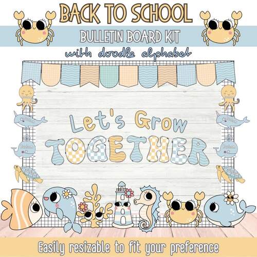 Back to School Bulletin Board Kit | Welcome Grow Together Theme ...